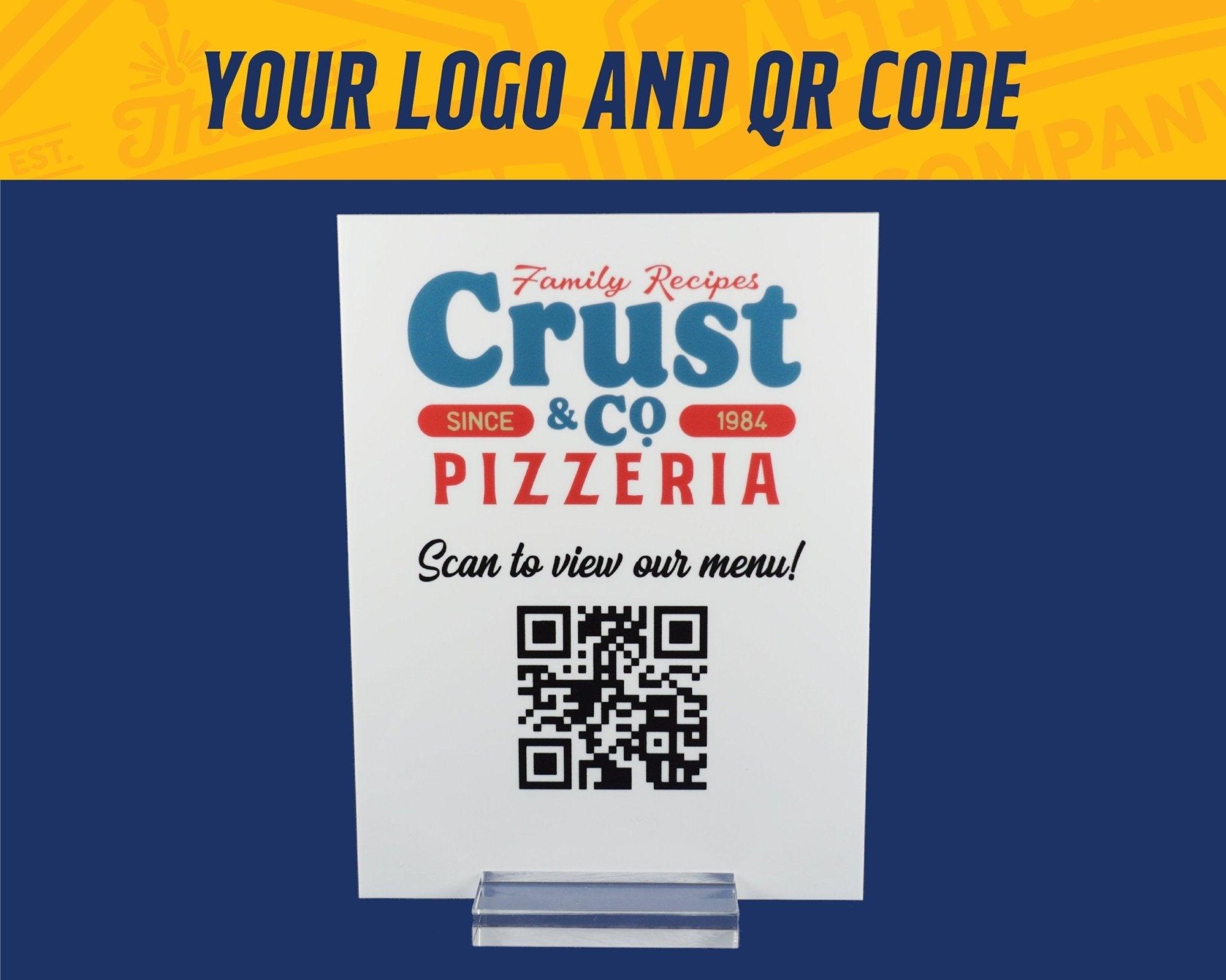 Tabletop Acrylic QR Code Sign with Base | The Lasercraft Co.